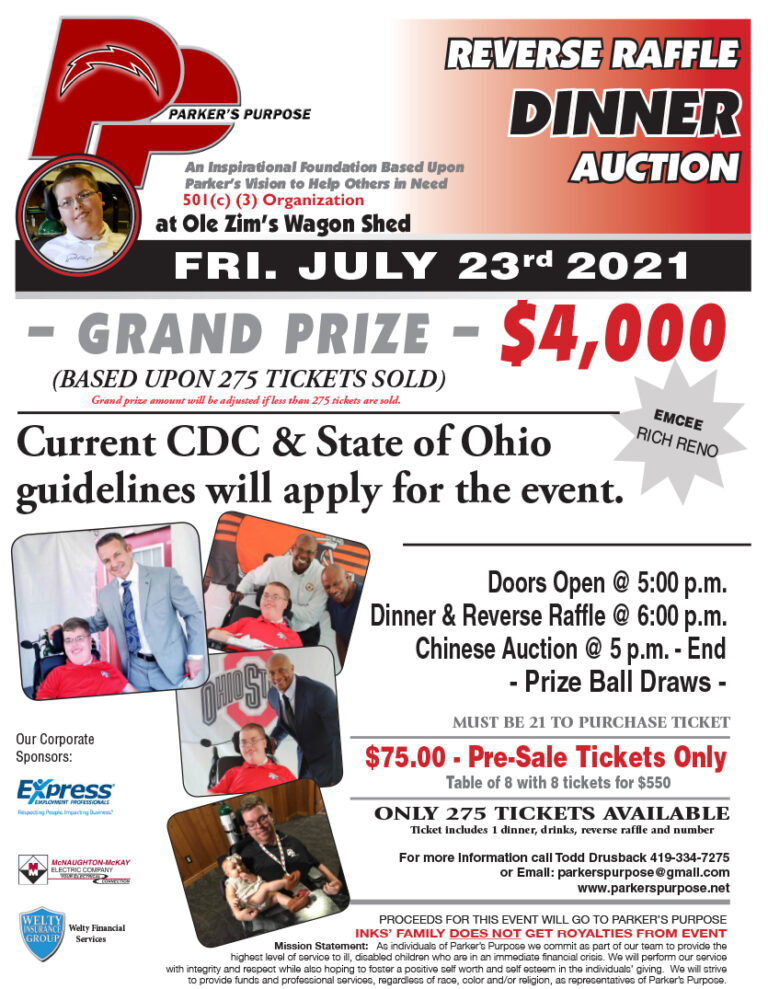 Dinner Raffle Table of 8-Mailed | Parker's Purpose